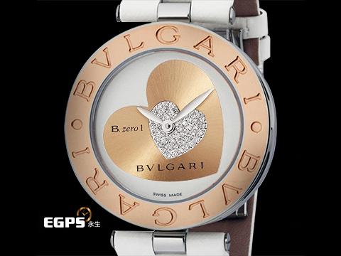永生 | BVLGARI 寶格麗 B.Zero1 不鏽鋼&18K玫瑰金材質 鐫刻BVLGARI字樣玫瑰金錶圈 鑲嵌鑽石雙心圖案