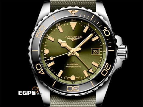 永生 | LONGINES 浪琴 HydroConquest GMT 康卡斯 深海征服者 L37904062 綠色太陽紋面盤