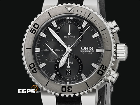 永生 | ORIS 豪利時 Aquis Titan Chronograph 時間之海 7655 鈦金屬 灰色面盤 鍍鎢刻度錶圈