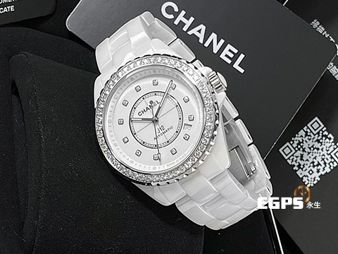 永生 | CHANEL 香奈兒 J12 Caliber 12.1系列 Diamond Bezel H7189 白陶瓷 原廠鑲鑽
