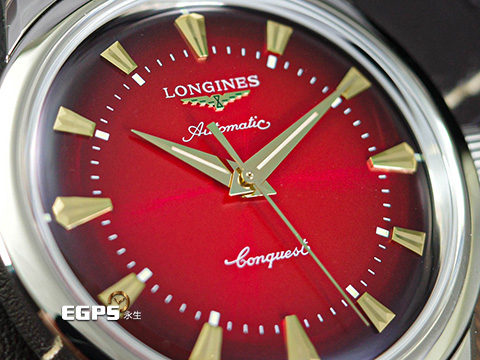 永生 | LONGINES 浪琴 Conquest Heritage 康卡斯 征服者 復刻系列 L16514092 煙燻紅面盤
