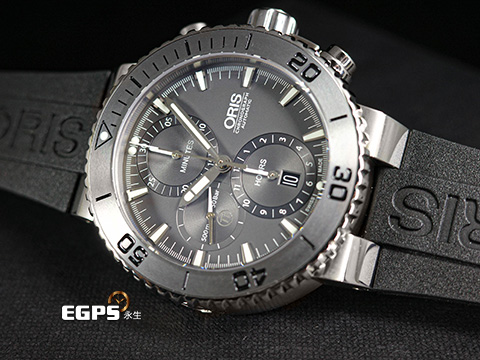 永生 | ORIS 豪利時 Aquis Titan Chronograph 時間之海 7655 鈦金屬 灰色面盤 鍍鎢刻度錶圈